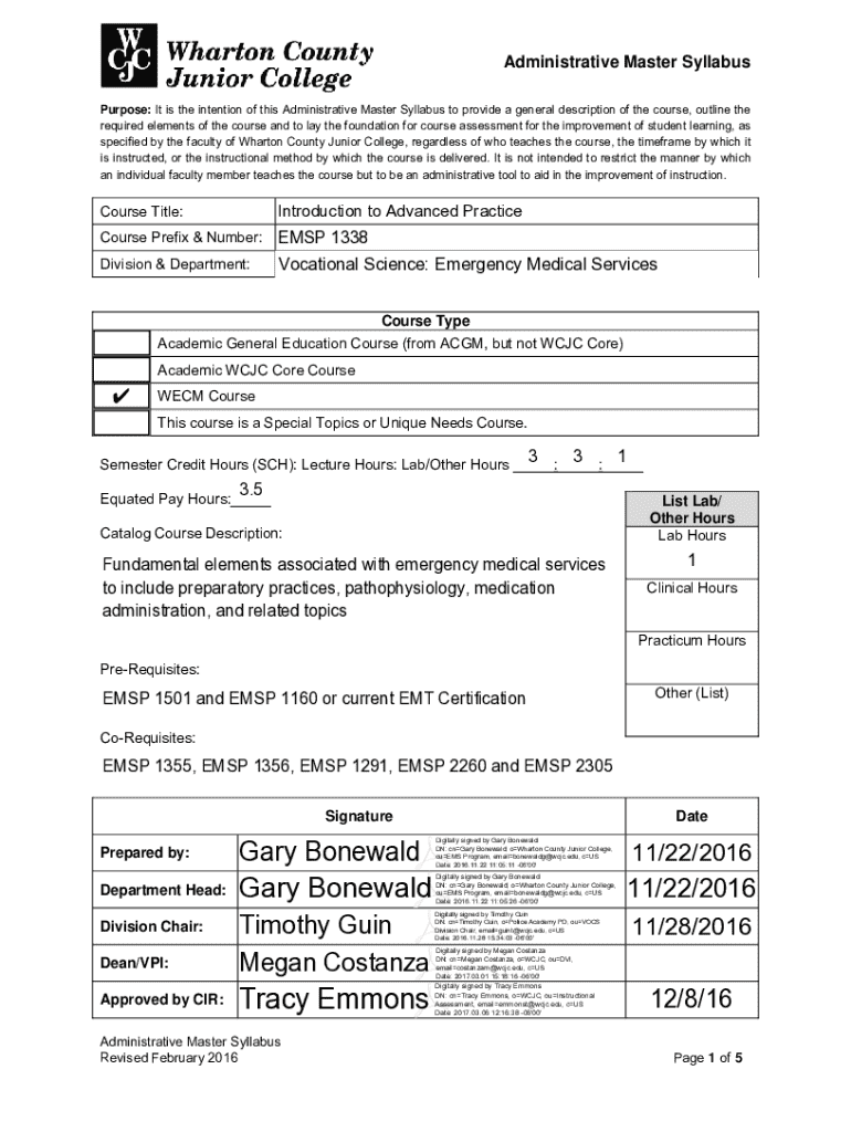 Fillable Online Academic General Education Course (from ACGM, but not ...