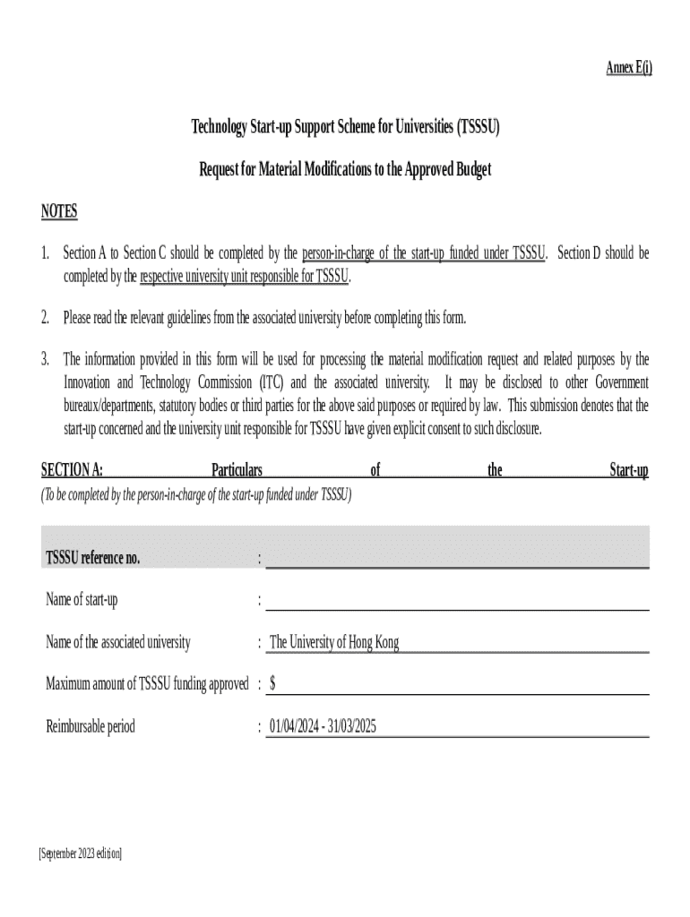 SECTION B: Modifications to the Latest Approved Budget Doc Template ...