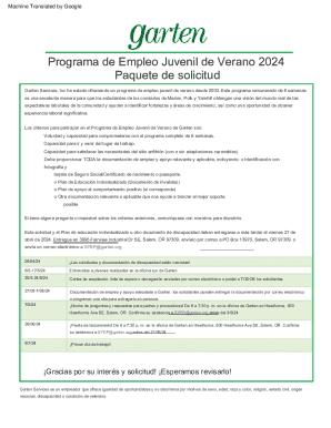 Completable En línea Paquete de solicitud Programa de Empleo Juvenil de ...