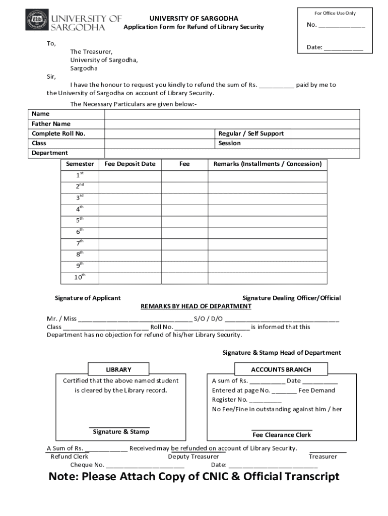 Fillable Online Note: Please Attach Copy of CNIC & Official Transcript ...
