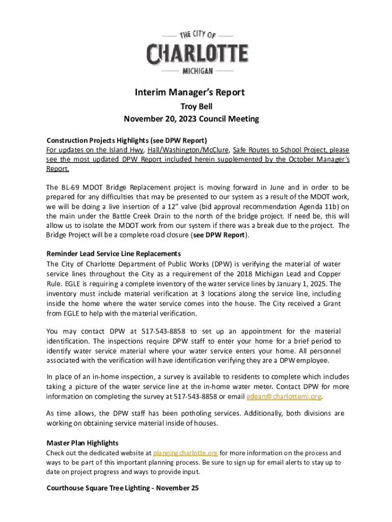 Fillable Online Interim Manager's Report Fax Email Print - pdfFiller