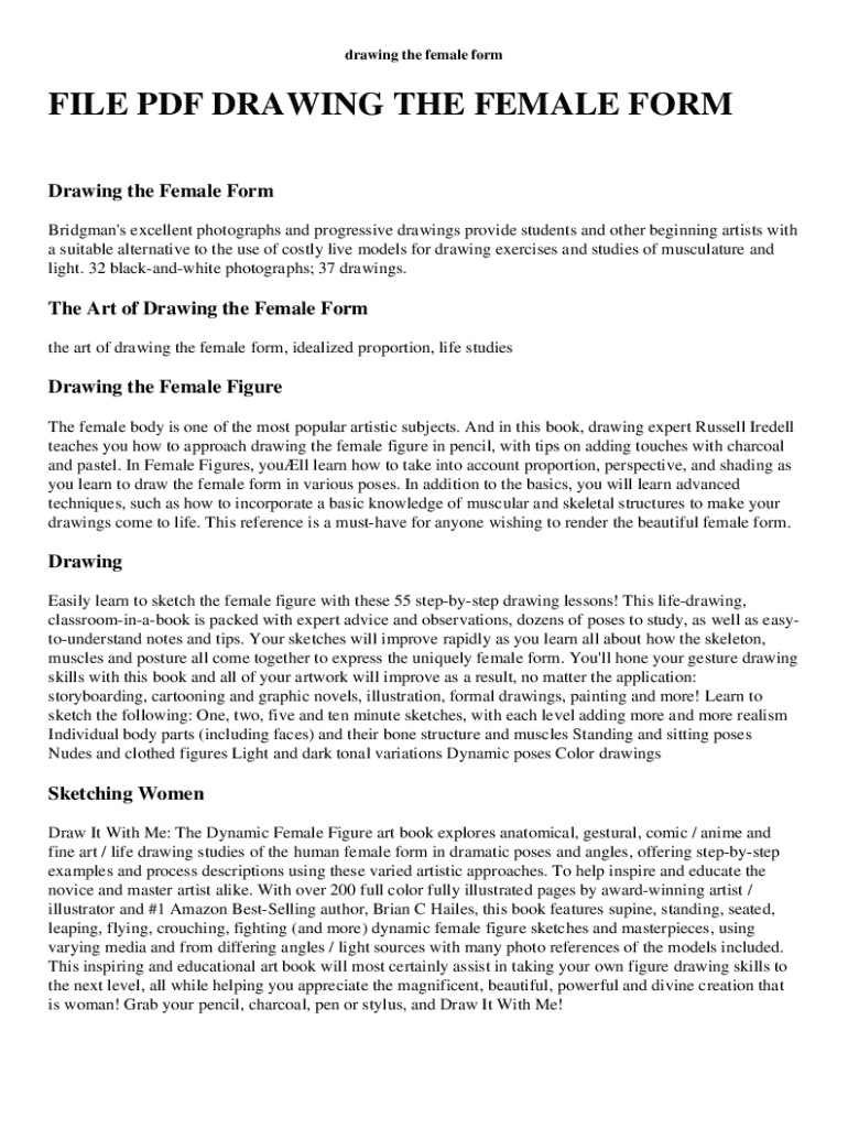 Fillable Online drawing the female form. drawing the female form Fax ...