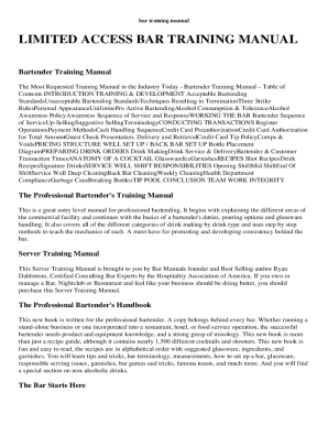 Fillable Online Bartender Training Program (Free Manual Template ...