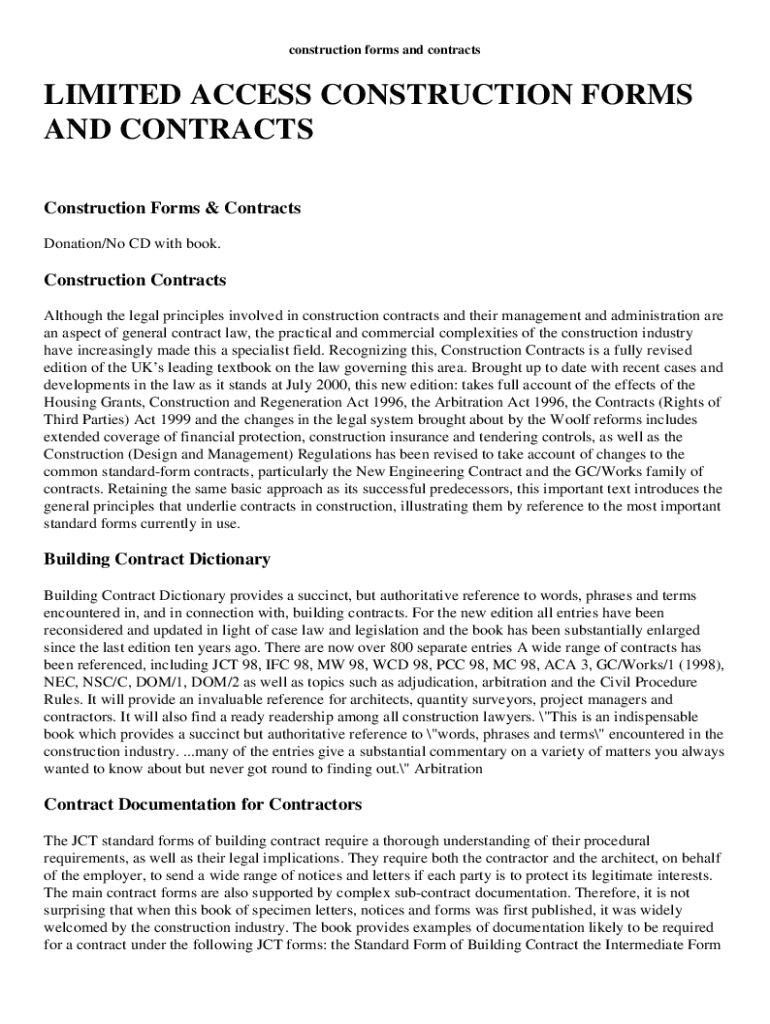 Fillable Online 8 Types of Construction Contracts & Agreements Fax Email Print - pdfFiller