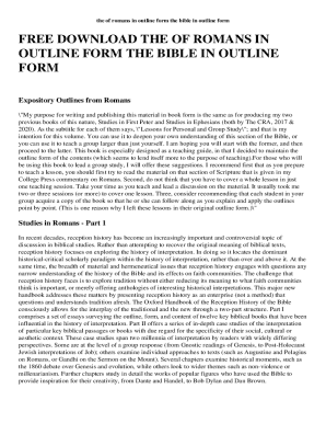 Fillable Online The Book of Romans in Outline Form (The Bible ... Fax ...