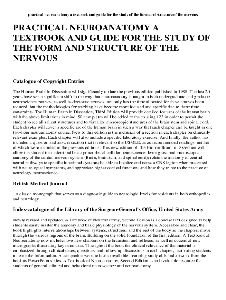 Fillable Online practical neuroanatomy a textbook and guide for the ...
