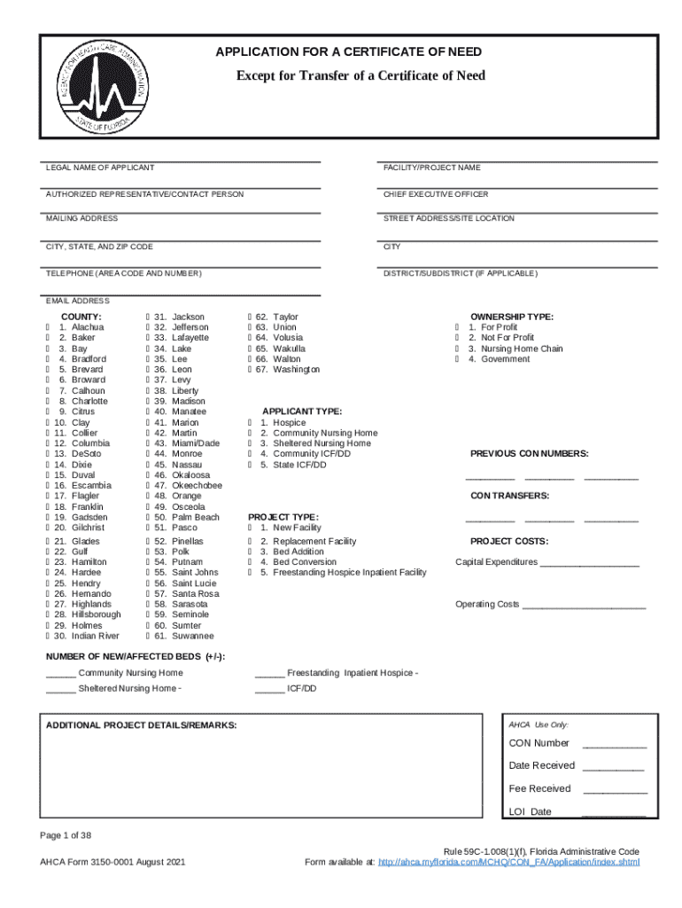 INSTRUCTIONS FOR AHCA 1460, CERTIFICATE ... Doc Template | pdfFiller