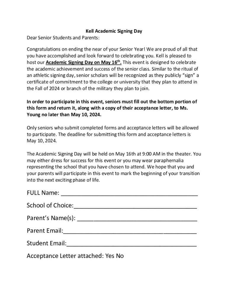 Fillable Online Congratulations to Class of 22! Senior Signing Day June ...