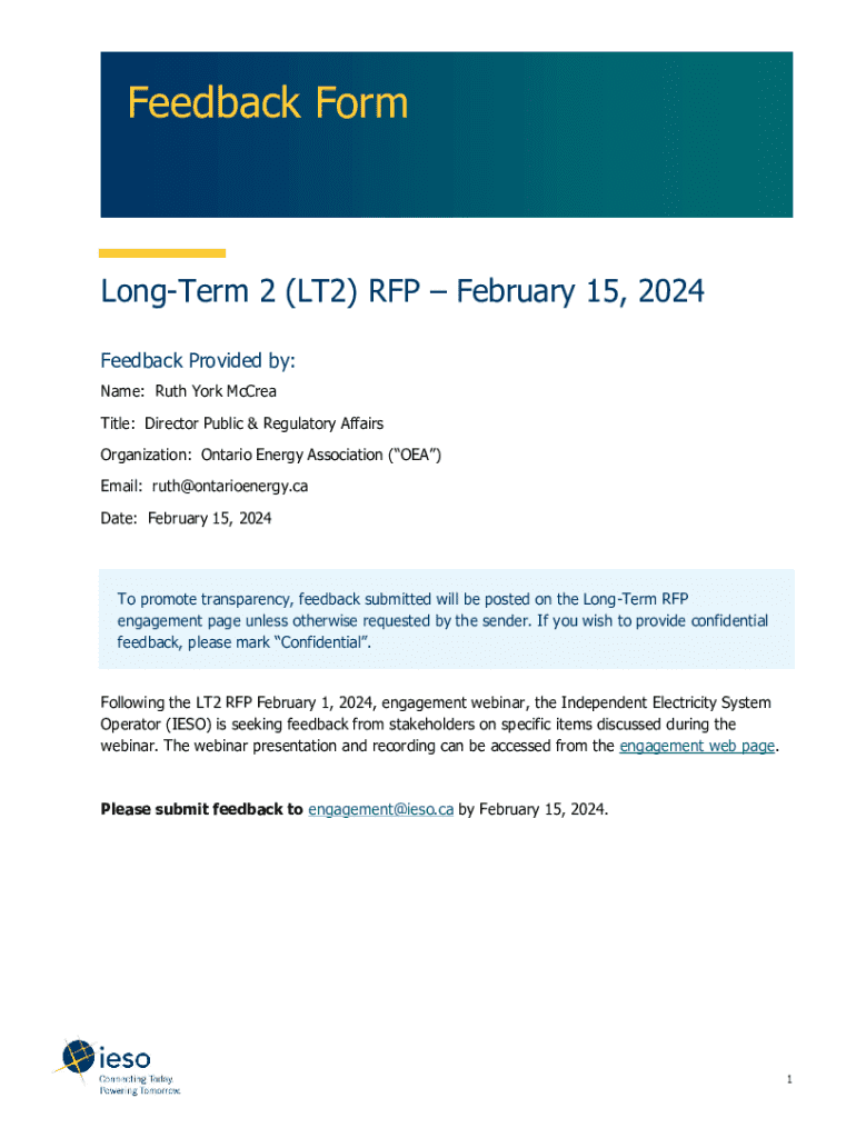 Fillable Online OEA lt2-rfp-20240201-feedback-form RYM Fax Email Print - pdfFiller