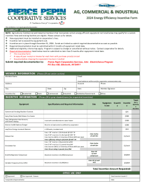 Fillable Online 2024 Incentive Form - Ag Commercial Industrial w cost ...