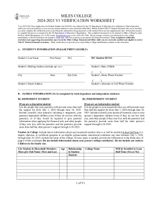 Fillable Online 2024-2025 V1 VERIFICATION WORKSHEET Fax Email Print ...