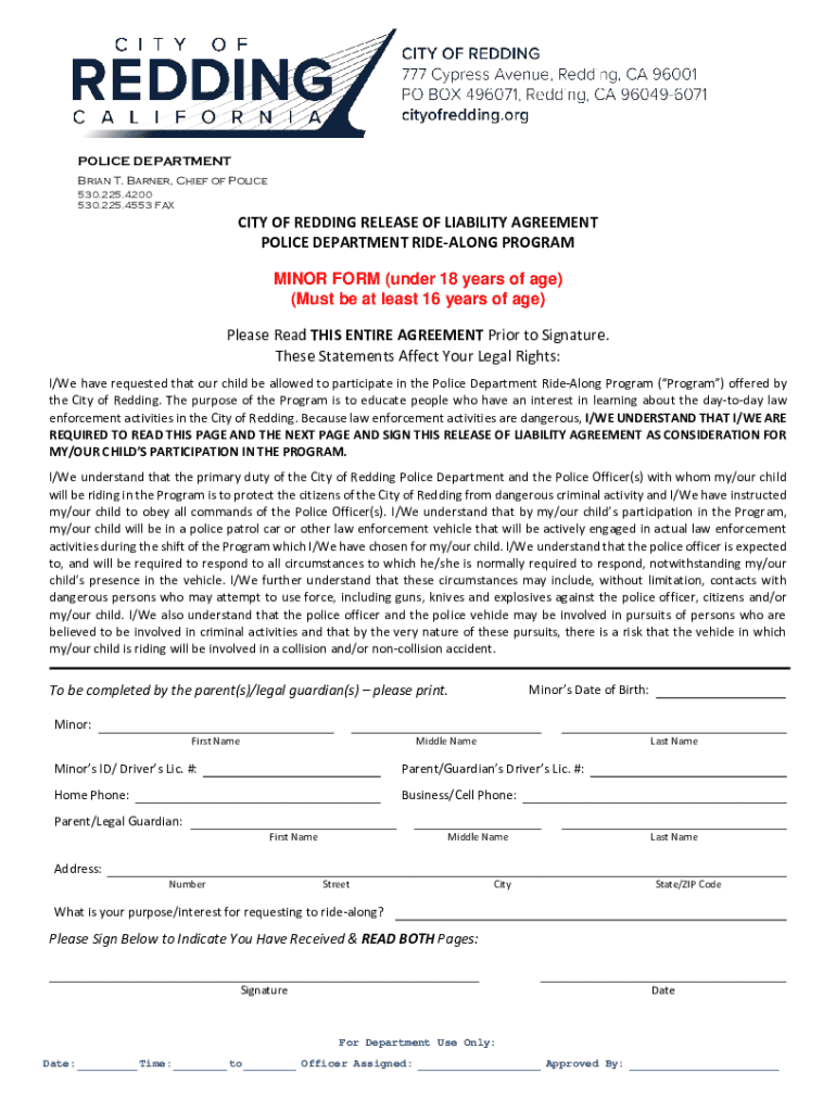 Fillable Online bothell police department - ride-along information ...