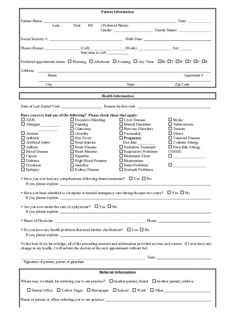 Fillable Online PATIENT INFORMATION (Please print and complete) 1 Fax ...