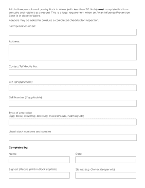 Fillable Online Wales Biosecurity Measures, Self-Assessment Checklist ...