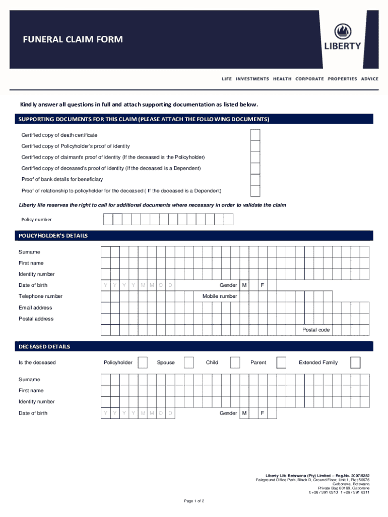 Fillable Online JPF Funeral claim form Fax Email Print - pdfFiller