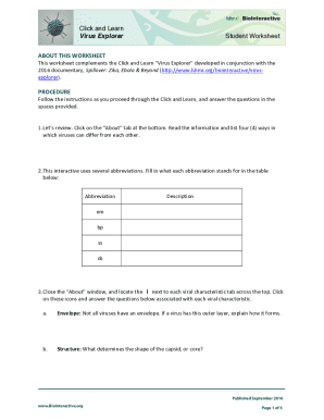 Fillable Online Virus Explorer Click and Learn Student Worksheet Fax ...