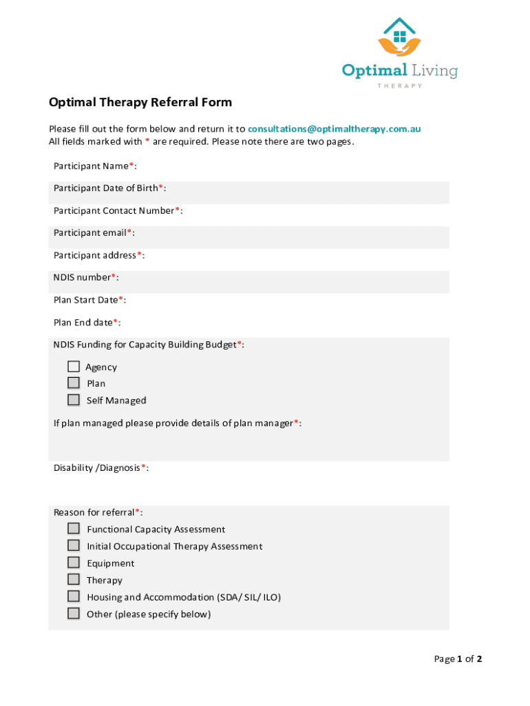 Fillable Online Optimal Therapy Referral Form V4 Fax Email Print ...