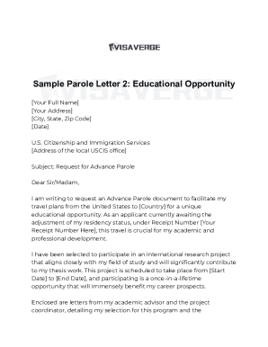 Fillable Online Sample Parole Letter 2 Fax Email Print - pdfFiller