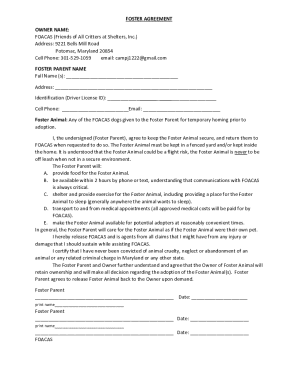 Fillable Online Foster Agreement v2.docx Fax Email Print - pdfFiller