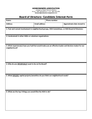 Fillable Online 5 BOD Candidate Interest Form Fax Email Print - pdfFiller