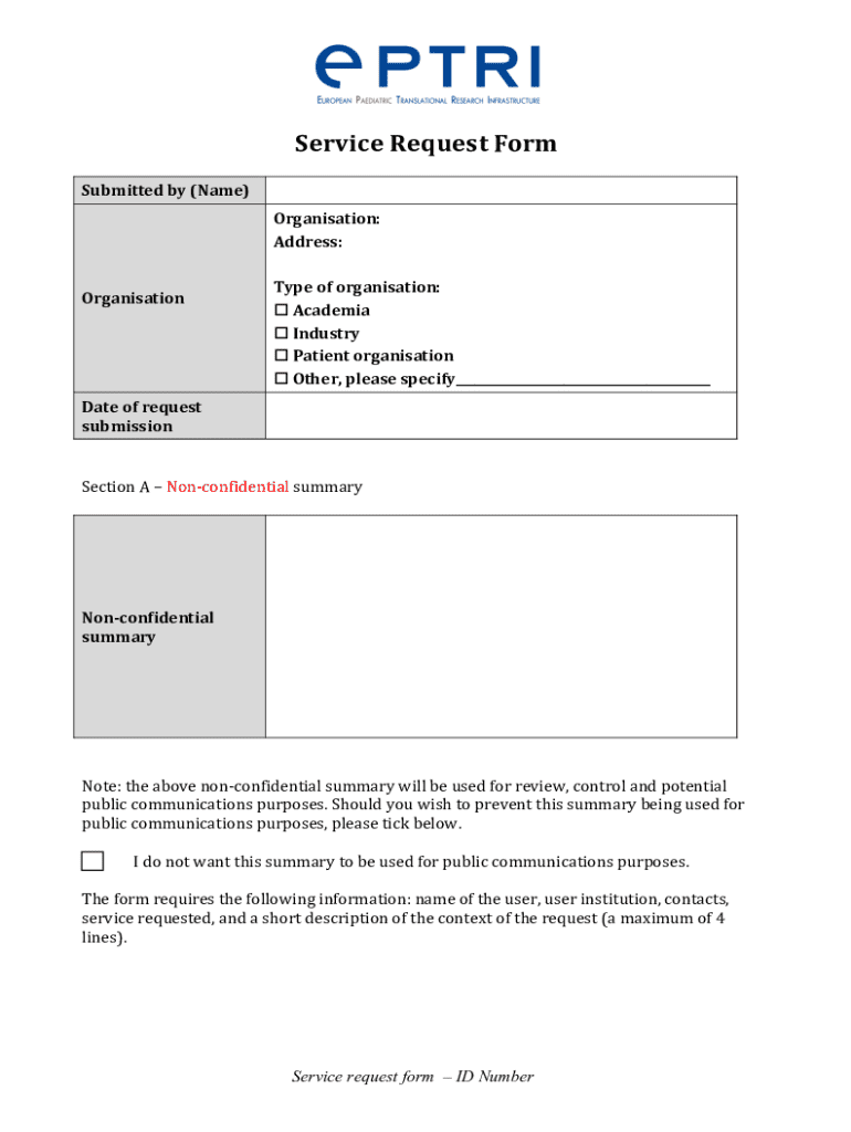 Fillable Online Service Request FormEPTRI Fax Email Print - pdfFiller