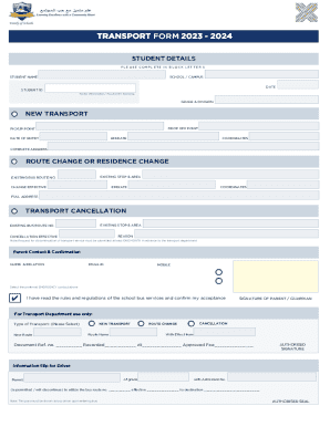 Fillable Online TRANSPORT FORM 2023 - 2024 Fax Email Print - pdfFiller