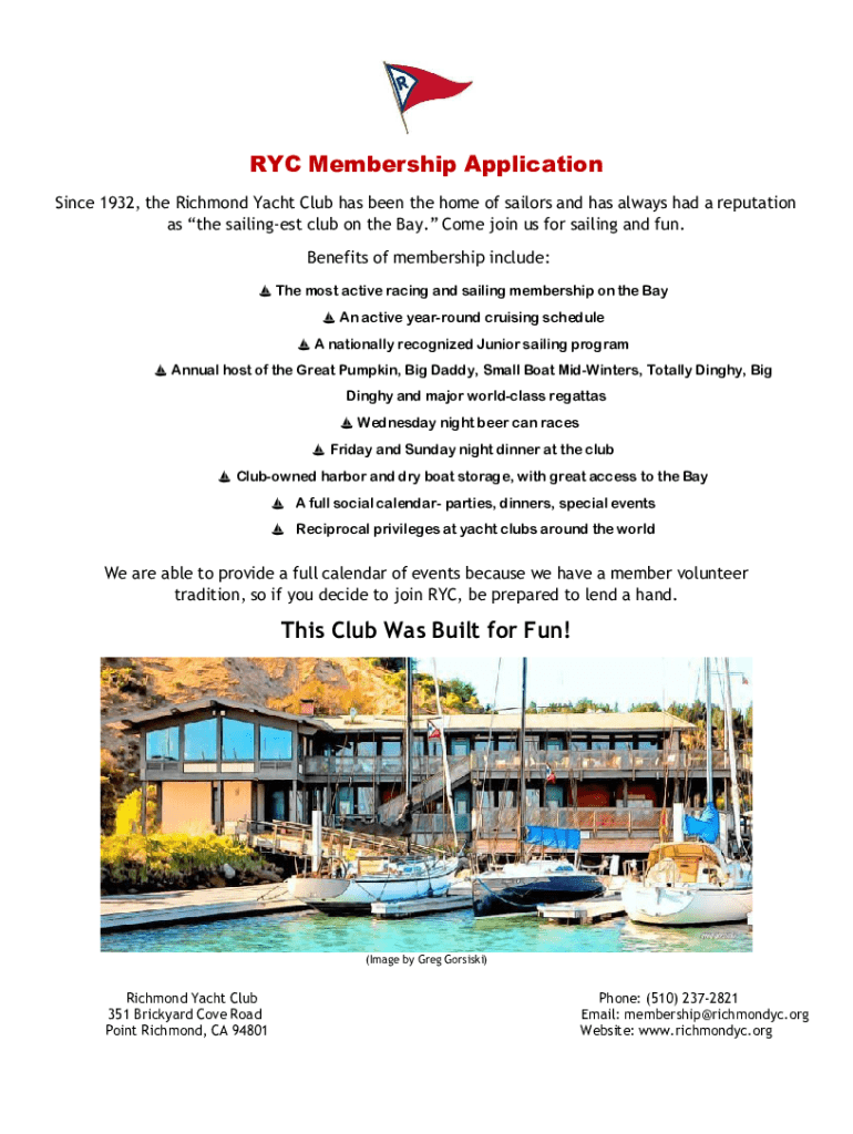 Fillable Online Richmond Yacht Club: Fun Club Develops Next Gen of ... Fax Email Print - pdfFiller