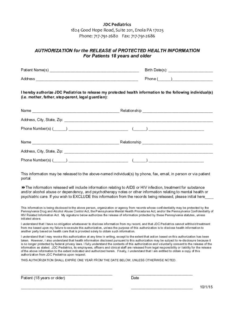 Fillable Online New Patient Forms - JDC Pediatrics - Remedy Connect Fax ...