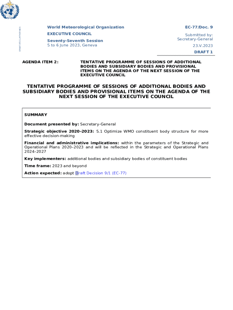 English - Records - World Meteorological Organization WMO Doc Template | pdfFiller