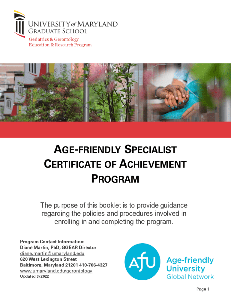 Fillable Online Gerontology and Older Adults Certificates Fax Email ...