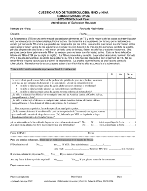 Completable En línea TB QUESTIONNAIRE: ADULTS Catholic Schools Office ...