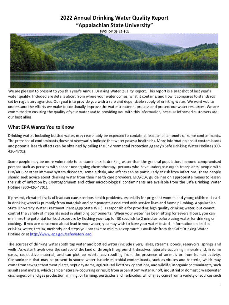 Fillable Online Drinking Water Quality Report 2022 Report for Test ...