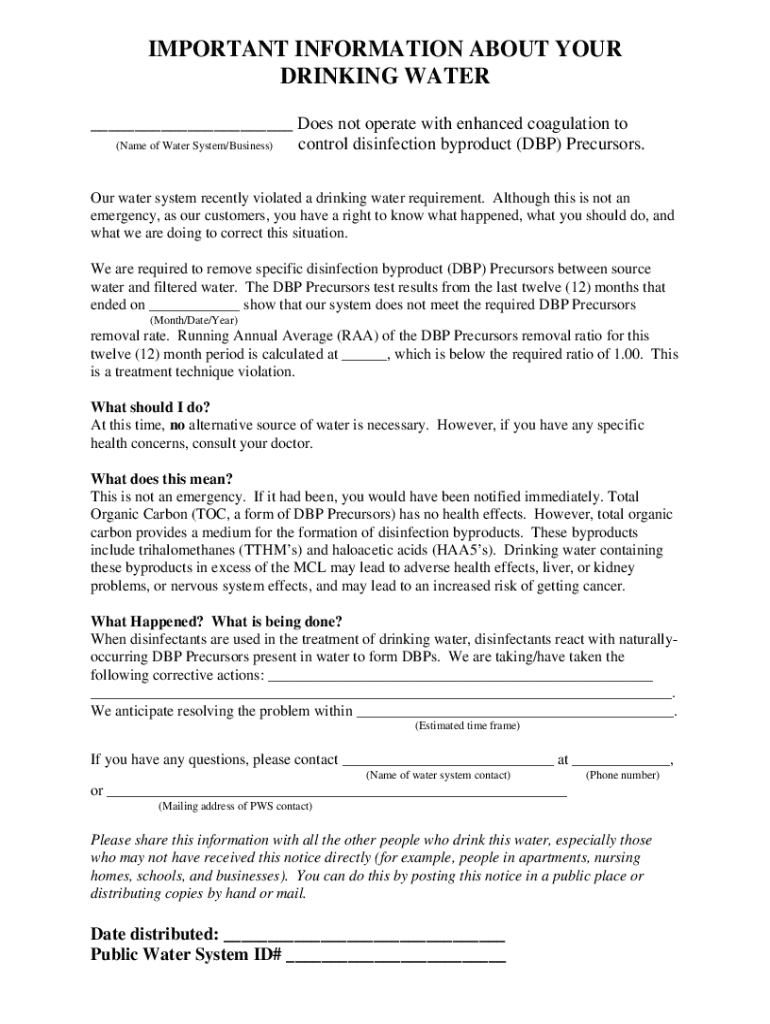 Fillable Online Total Organic Carbon - Maximum Contaminant Level ...