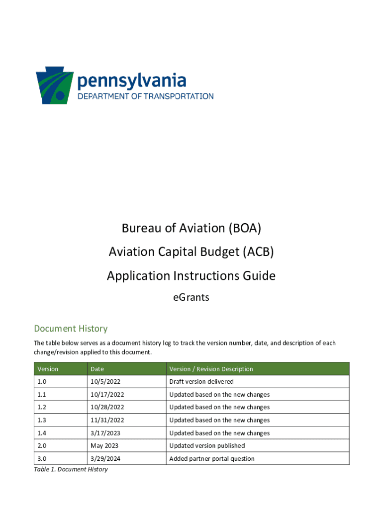 Fillable Online Bureau of Aviation (BOA) Aviation Capital Budget (ACB ...