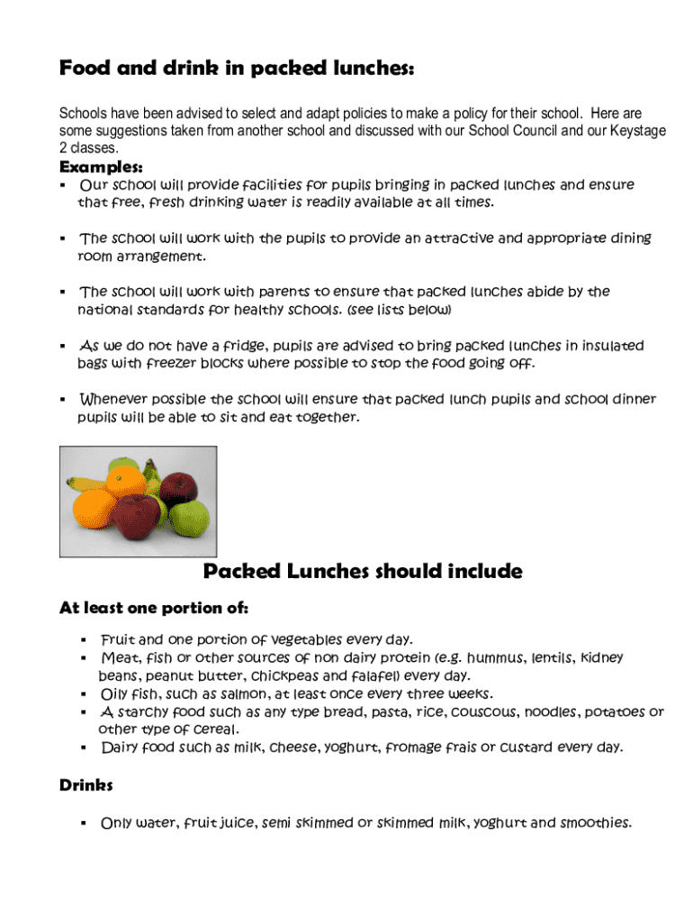 Fillable Online Example template packed lunch policy Fax Email Print ...