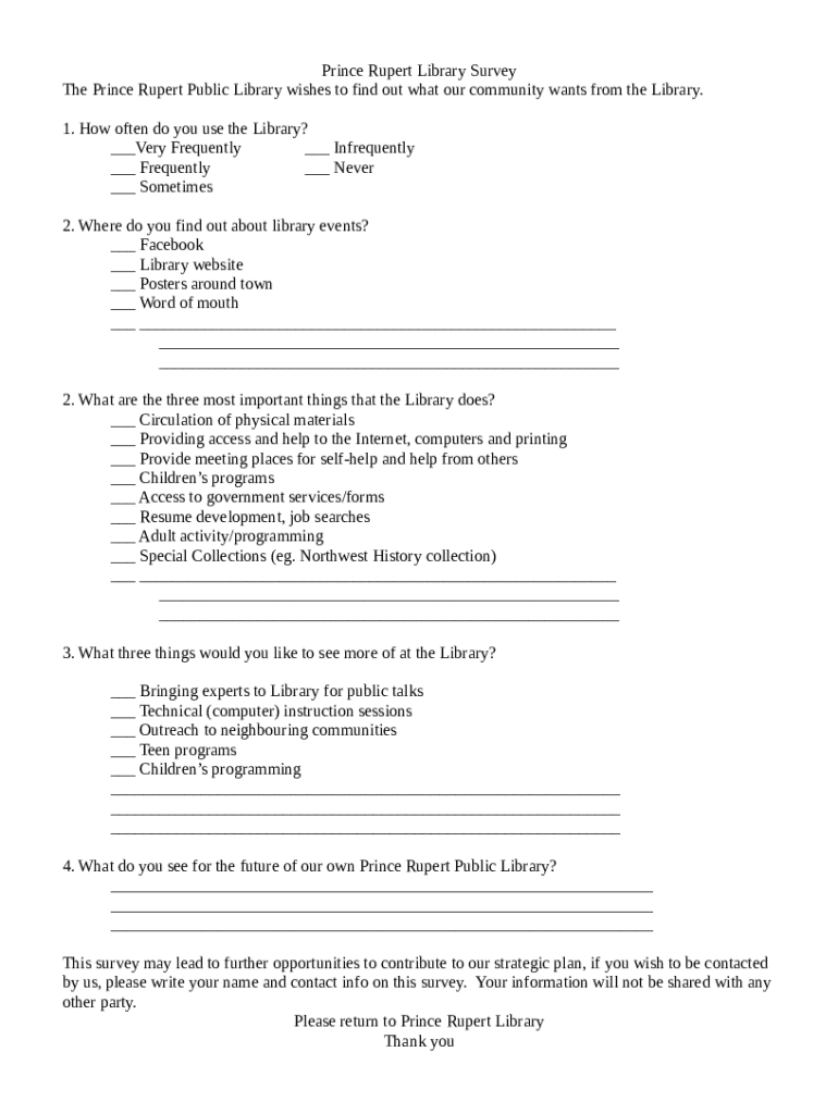 Fillable Online 1. How often do you use libraries? Choose the answer ...