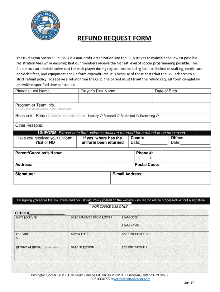 Fillable Online R EFUND REQUEST FORM Fax Email Print - pdfFiller
