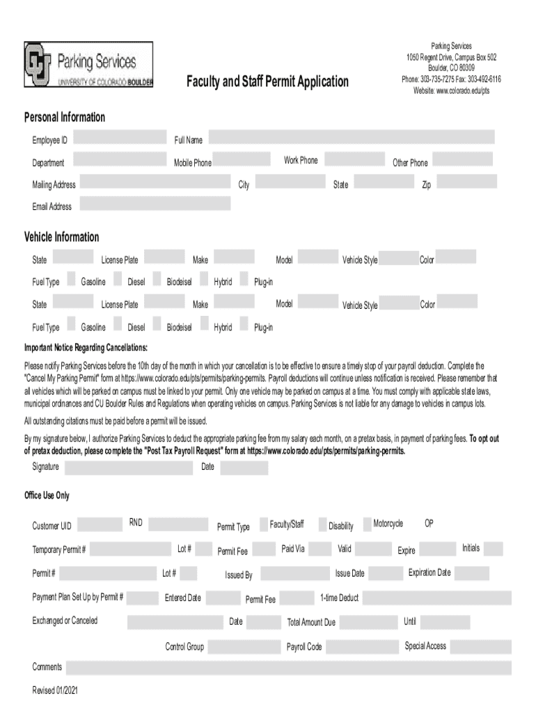 Fillable Online Parking ServicesAuxiliary Services Fax Email Print - pdfFiller