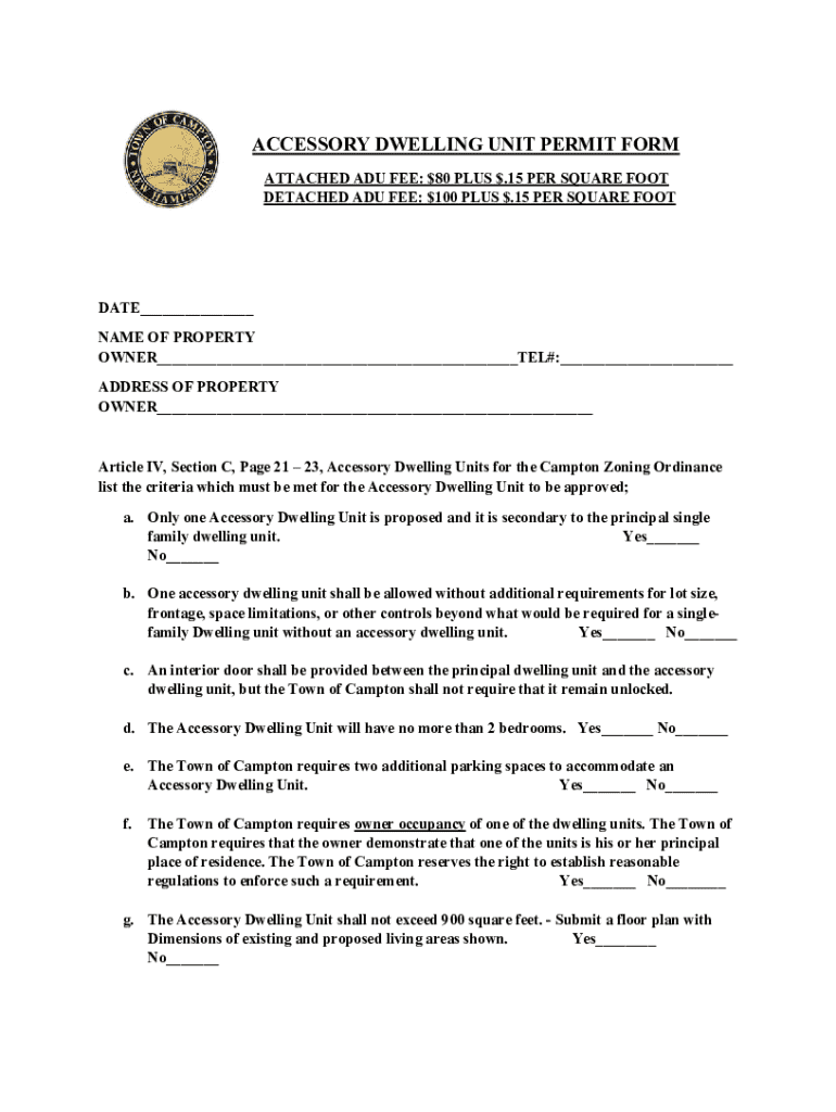 Fillable Online Residential Accessory Dwelling Unit (ADU) Plan Review ... Fax Email Print ...