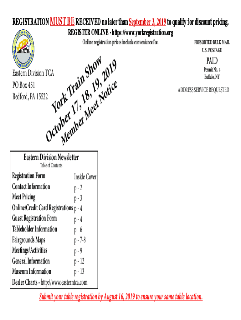 Fillable Online Eastern Division York Train Show Operating Layouts Fax ...