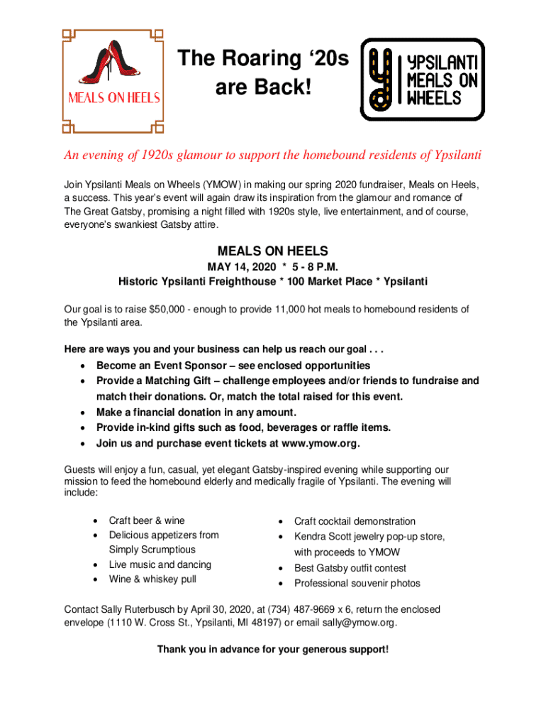 Fillable Online Meals on Heels Will Bring Back the Roaring '20s Fax Email Print - pdfFiller