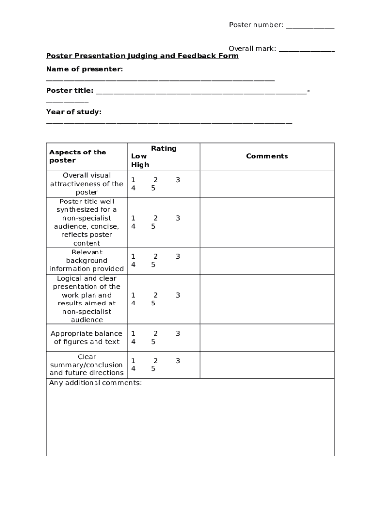 posters judging template. - Researcher Development Doc Template | pdfFiller