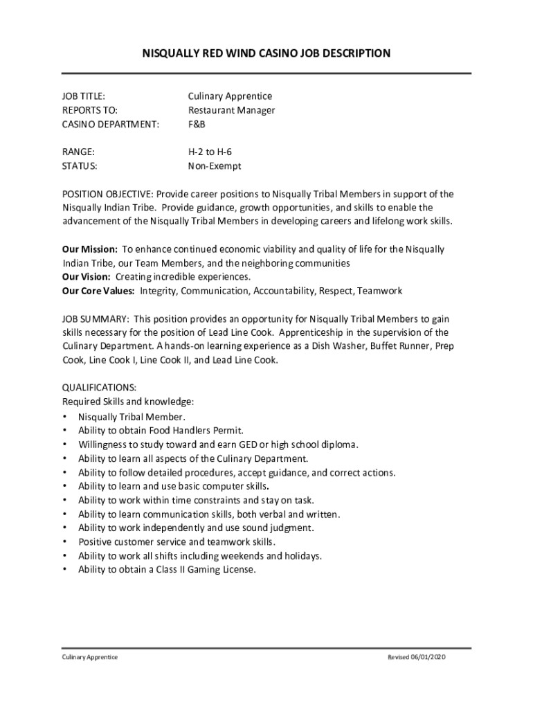 Fillable Online FOH/Administrative Assistant Apprentice Fax Email Print - pdfFiller