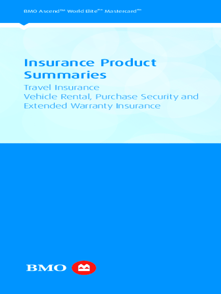 Fillable Online BMO World Mastercard* - Certificate of Insurance ...