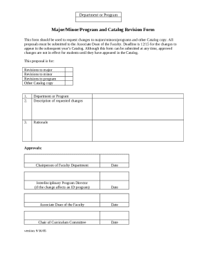Major/Minor/Program and Catalogue Revision Doc Template | pdfFiller