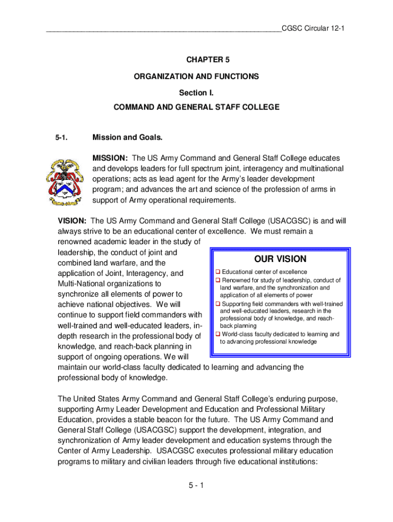 Fillable Online usacac army Command General Staff Officer Course ...