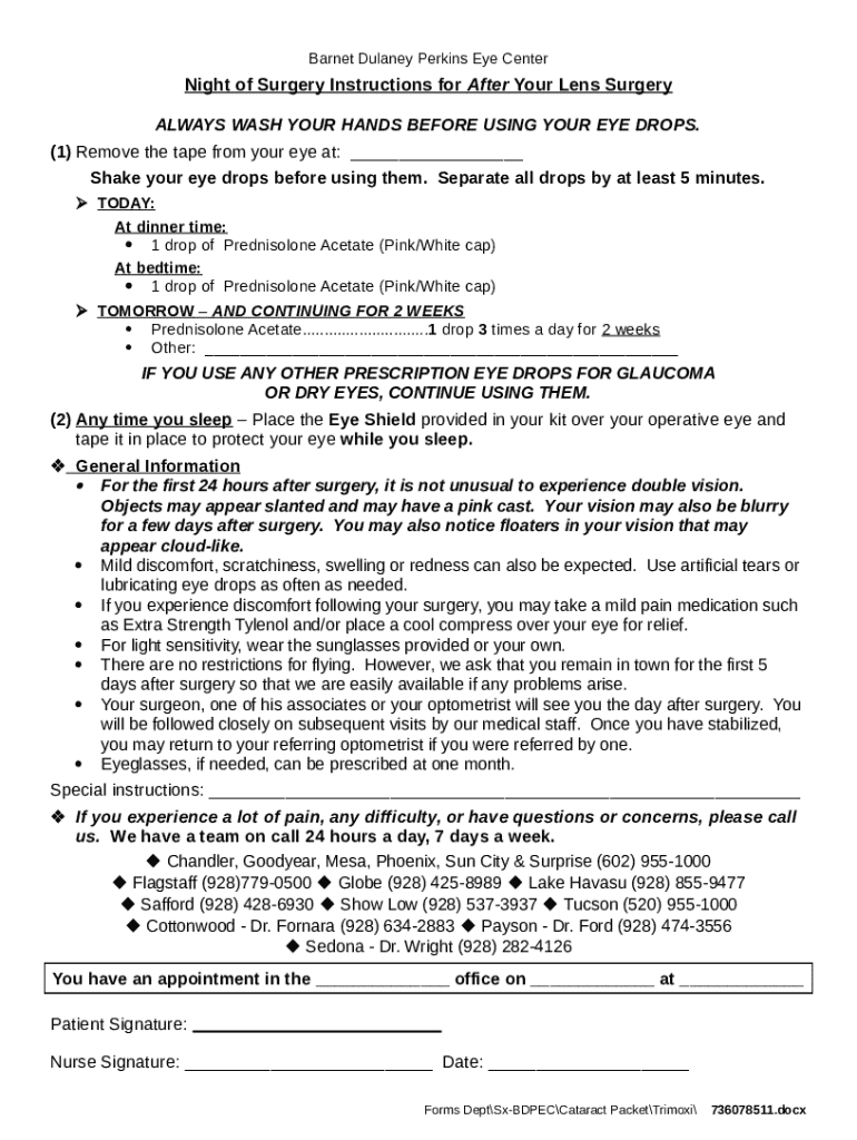 Eye drop instructions and advice following eye surgery Doc Template ...