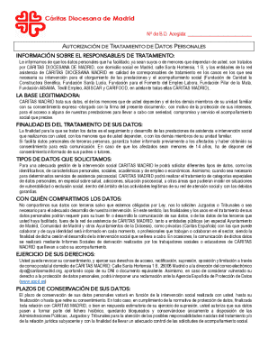 Completable En línea CONSENTIMIENTO PARA EL TRATAMIENTO DE DATOS Fax Email Imprimir - pdfFiller