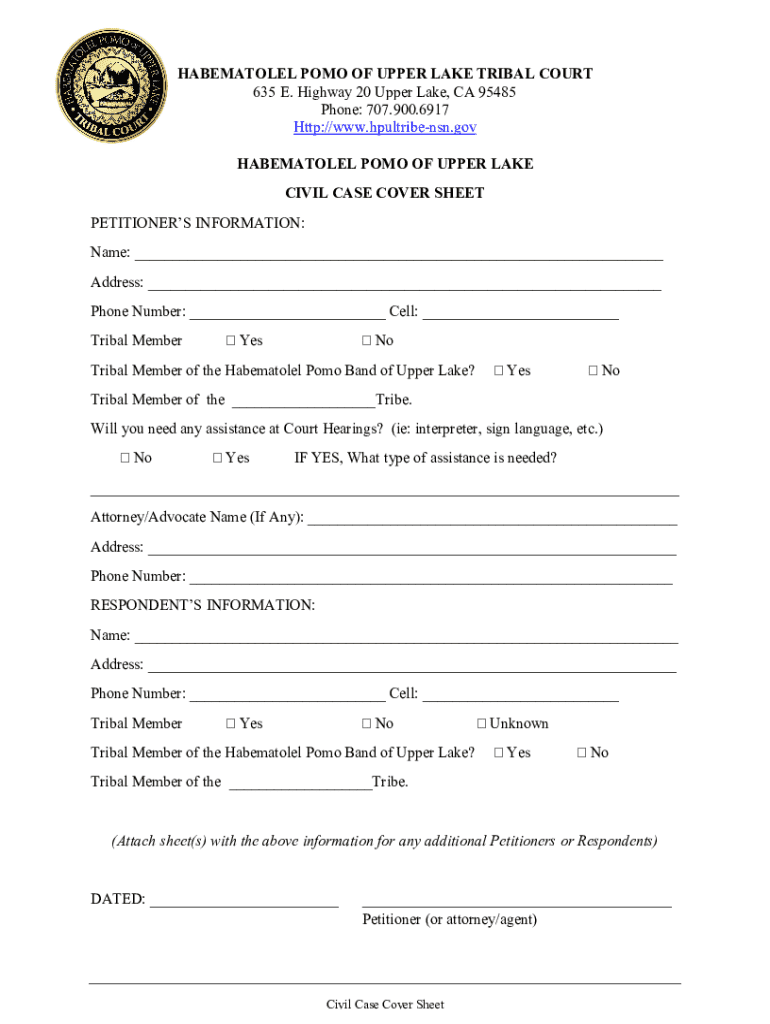 Fillable Online Civil-Cover-Sheet.pdf Fax Email Print - pdfFiller