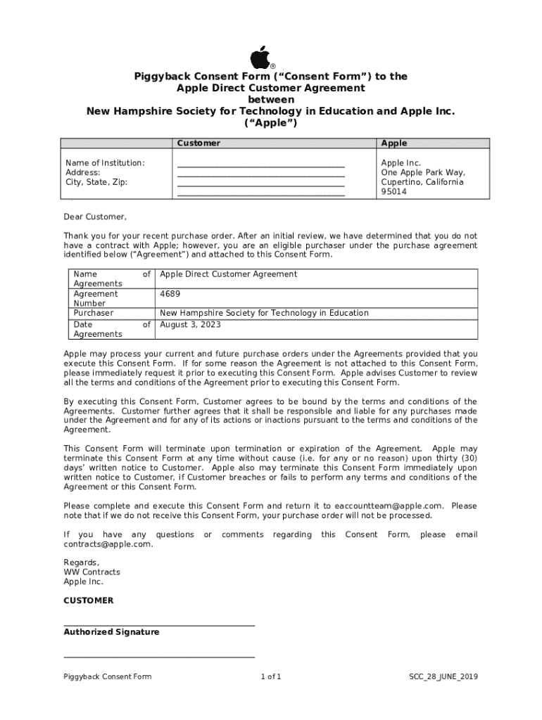 Apple, Inc. Print Consent Doc Template | pdfFiller